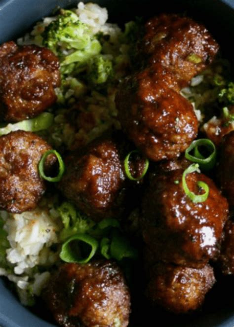 Teriyaki Meatballs With Broccoli Fried Rice