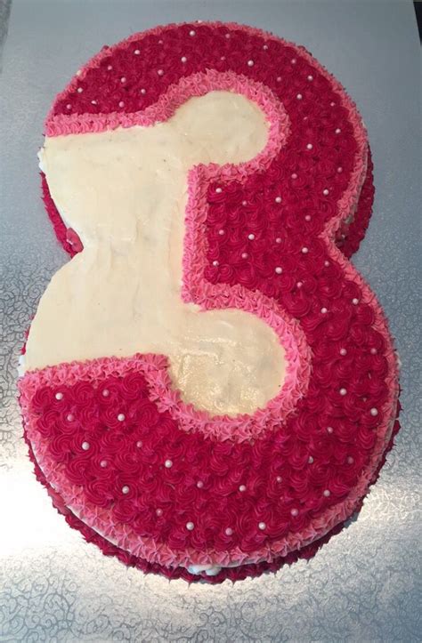 Pink And White Number Three Cake