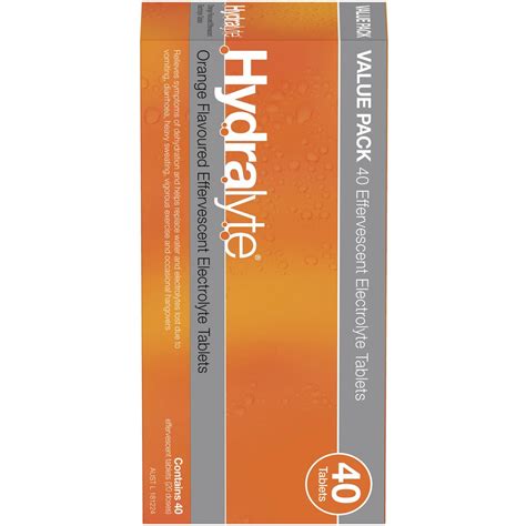 Hydralyte Effervescent Electrolyte Tablets Orange Flavoured 40 Tablets