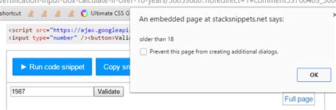 javascript age vertification input box calculate if over 18 years