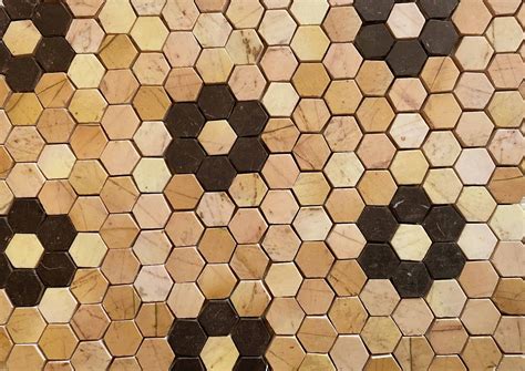 Hexagon Tile Flower Pattern Hex Matte White With Black Flower