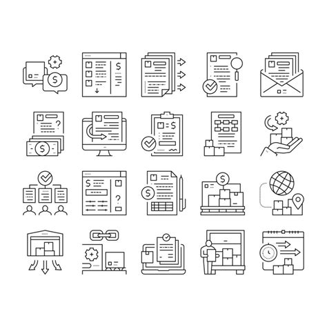 Procurement Process Collection Icons Set Vector 19594498 Vector Art At