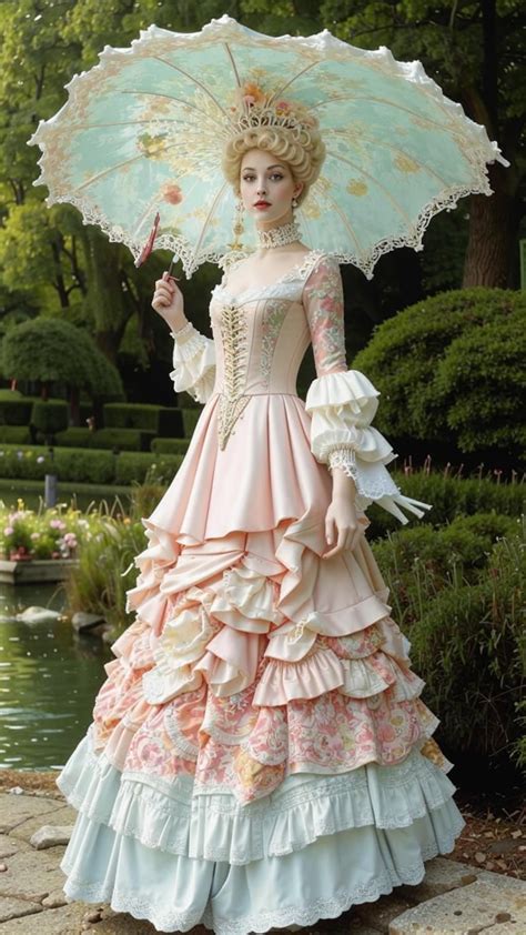 Rococo Outfit Design Beautiful Fashion Lace Parasol Outfits