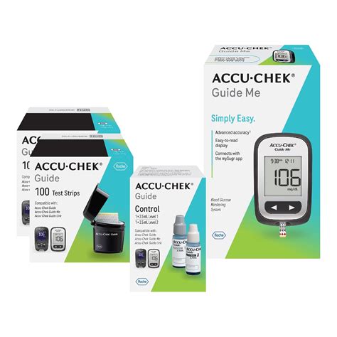 Accu Chek Glucometer Kit Guide Me Meter 200 Test Strips Control Solution Walmart Business