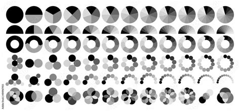 Flat Circular Graphs Pie Chart Infographic Gauge Diagram Segmented