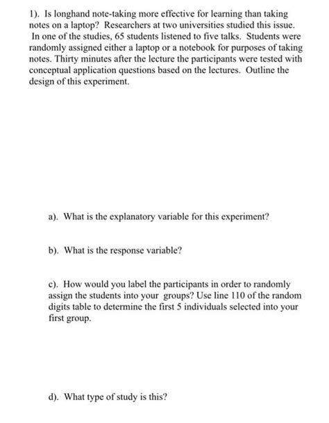 Solved 1 Is Longhand Note Taking More Effective For