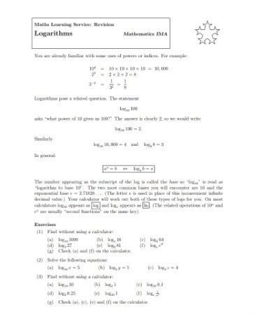Logarithm Worksheet With Answers PDF Free Download PRINTABLE