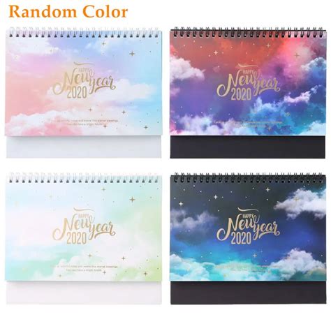 2020 Dreamy 컬러풀 데스크탑 스탠딩 코일 종이 캘린더 메모 일일 일정 테이블 플래너 연간 일정 정리 다채로운 색상달력 Aliexpress