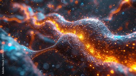 A Captivating Visualization Of Nerve Cells Interacting Within The