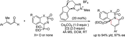 Enantioselective Synthesis Of Cyclic α‐aminophosphonates Through N‐heterocyclic Carbene