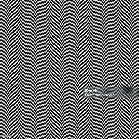 검은 색 왜곡 된 선의 스트라이프 매끄러운 패턴 반복 가능한 광학 잔물결 텍스처 환각 추상 벽지 0명에 대한 스톡 벡터 아트 및