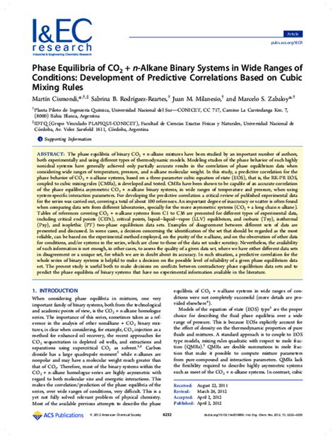 Pdf Phase Equilibria Of Co2 N Alkane Binary Systems In Wide Ranges Of Conditions