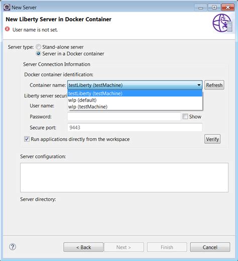 How To Select Docker Host To Use With New Eclipse Liberty Wdt Tools