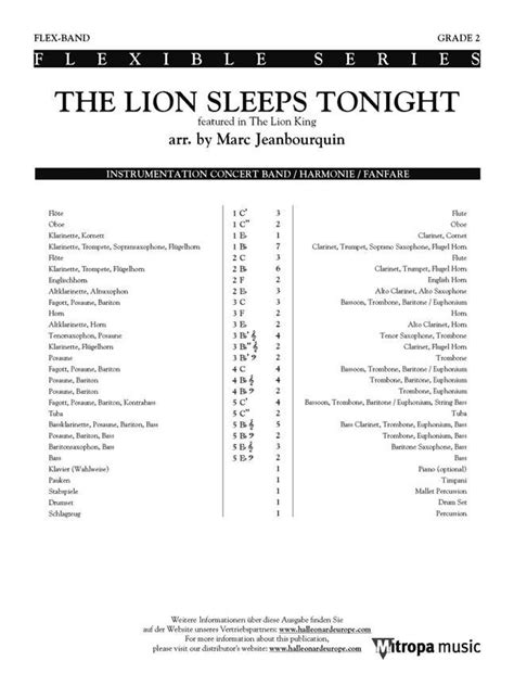 The Lion Sleeps Tonight Partitions Pour Ensemble Flexible