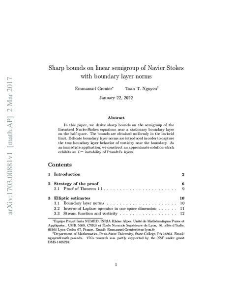 Pdf Sharp Bounds On Linear Semigroup Of Navier Stokes With Boundary