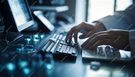Premium Ai Image Busy Businessman Typing On Modern Computer Keyboard