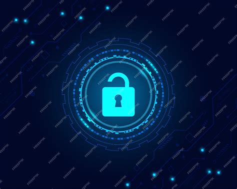 자물쇠 사이버 보안디지털 기술 잠금 해제 프리미엄 벡터