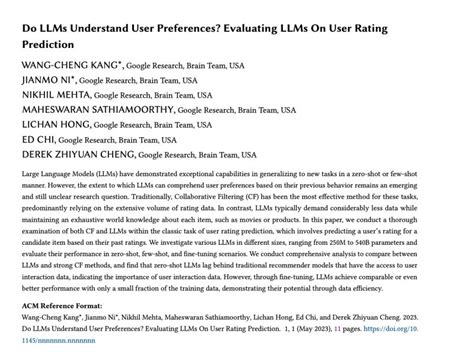 Ahsen Khaliq On Linkedin Do Llms Understand User Preferences Evaluating Llms On User Rating