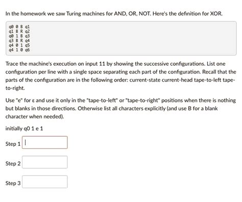 solved in the homework we saw turing machines for and or and not