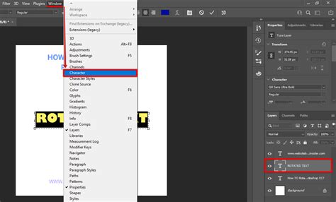 how do you rotate text in photoshop cc