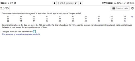 Solved Determine The Values In The Data Set Above The Th Percentile If Course Hero