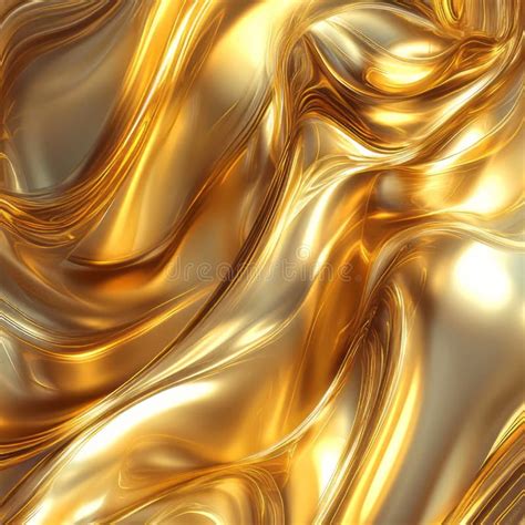 Luxurious Abstract Golden Liquid Texture With Shimmering Metallic Waves Stock Illustration