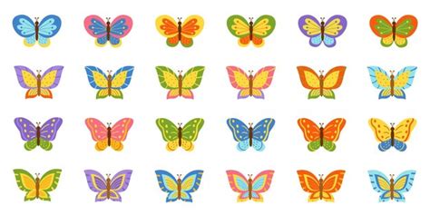 Premium Vector Vector Illustration Of Colorful Butteries Big Set Of