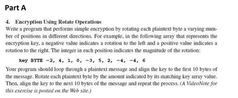 Part A 4 Encryption Using Rotate Operations Write A Chegg Com