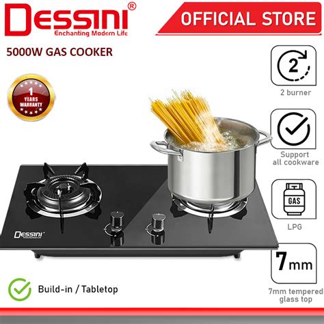 Dessini Italy Auto Ignition Gas Cooker Propane Lpg Hob 2 Burner Built