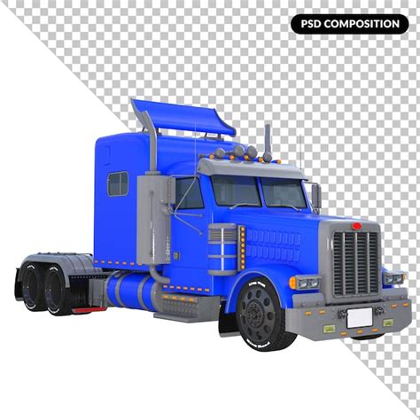 Изолированный грузовик 3d рендеринг Премиум Psd Файл