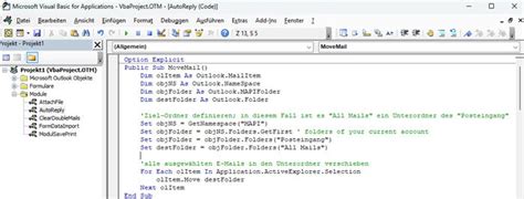 vba outlook e mail mit makro automatisch in anderen ordner verschieben