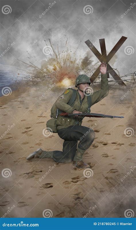 Amerikaanse Soldaat Van De Tweede Wereldoorlog Op Het Strand Van