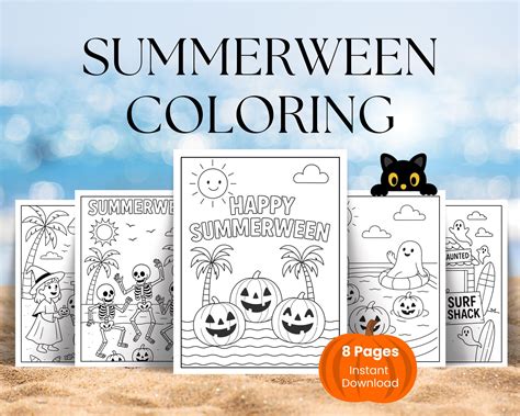 Summerween Coloring Pages Printable Summer Halloween Coloring Activity
