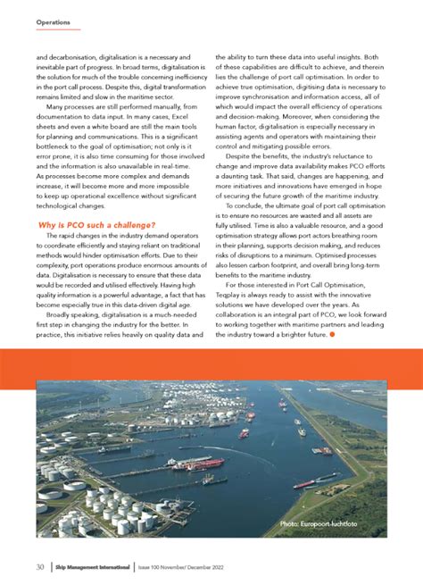 Port Call Optimization Major Trend Of The Future Teqplay