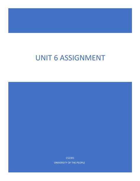 cs2301 assignment 6 required work for operating system cs 2301 university of the people