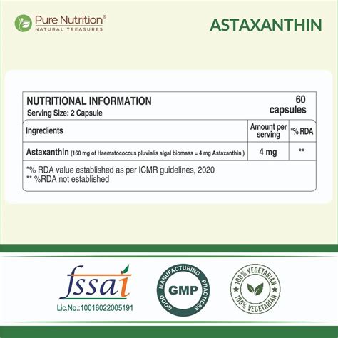 Pure Nutrition Astaxanthin Herbal Capsule 60 Capsules At ₹ 667bottle
