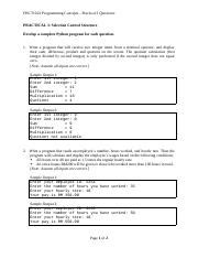 Python Programming: Practical Exercises on Control Structures | Course Hero