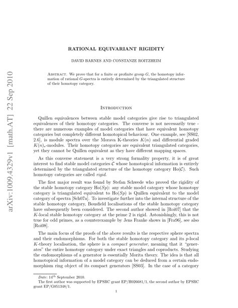 Pdf Rational Equivariant Rigidity