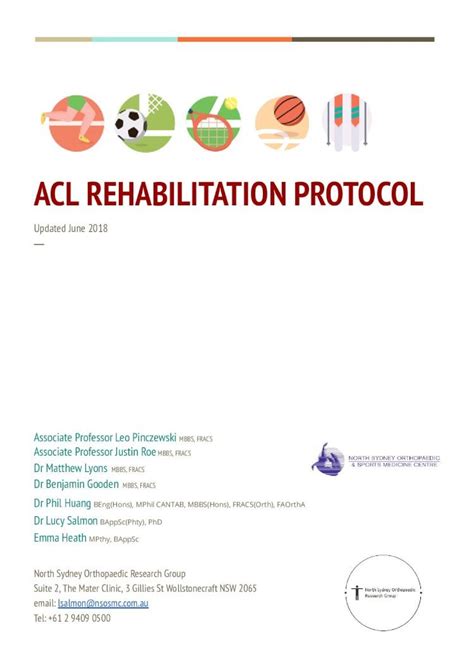 Pdf Acl Rehabilitation Protocol Leo Pinczewski · 1 Overview Recovery After Acl