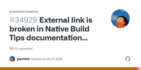 External Link Is Broken In Native Build Tips Documentation Page · Issue 34929 · Quarkusio