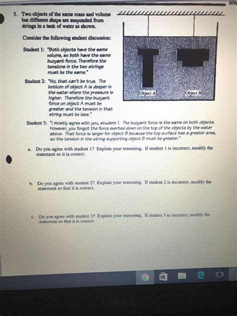 Solved Two Objects Of The Same Mass And Volume But Different