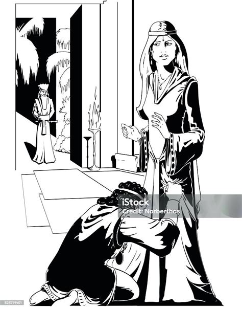 Queen Esther And Haman From The Bible Stock Illustration Download Image Now Queen Royal