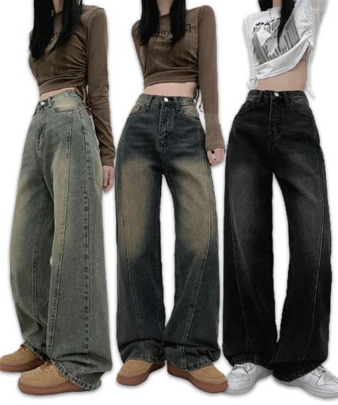 기모버전추가~xl 숏and롱색감핏추천 절개브러쉬워싱데님와이드롱팬츠4color 에이블리