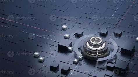 3d Render Abstract Geometric Background Blocks Structure Digital Technology Composition Neon