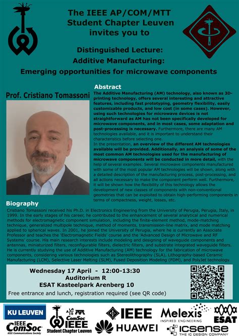 Distinguished Lecture On Additive Manufacturing For Microwave Applications By Prof Cristiano