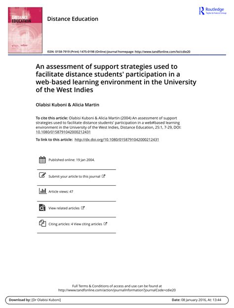 pdf an assessment of support strategies used to facilitate distance