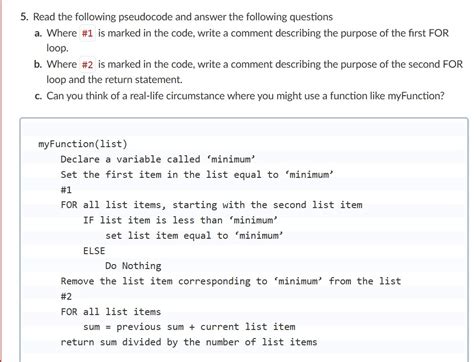 Solved 5 ﻿read The Following Pseudocode And Answer The