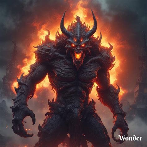 Detailed Demonic monster in fire by ValkyrieEir on DeviantArt