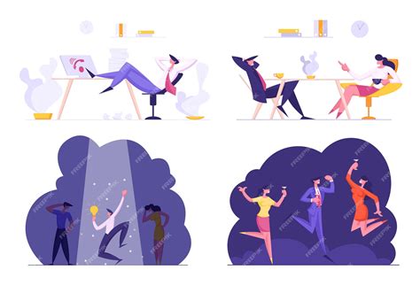 Premium Vector Set Of Business People Relax And Procrastination In Office