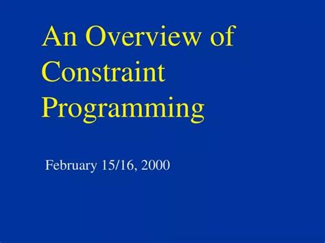 ppt an overview of constraint programming powerpoint presentation